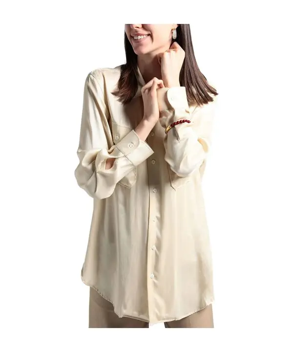 MAISON MARGIELA Solid-color Satin Long-sleeve Shirt