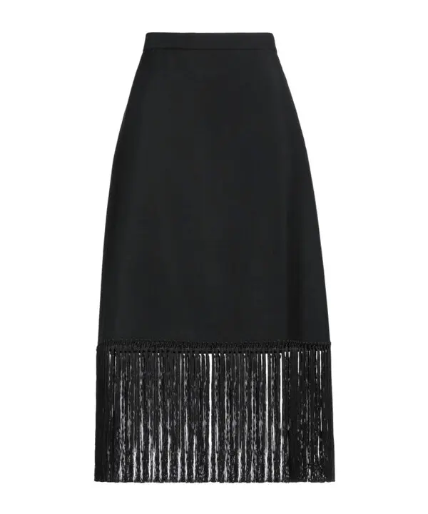 Burberry Solidcolor Wool Midi Skirt - Black