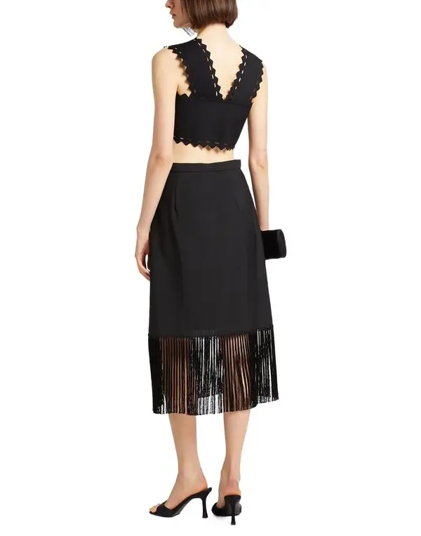Burberry Solidcolor Wool Midi Skirt