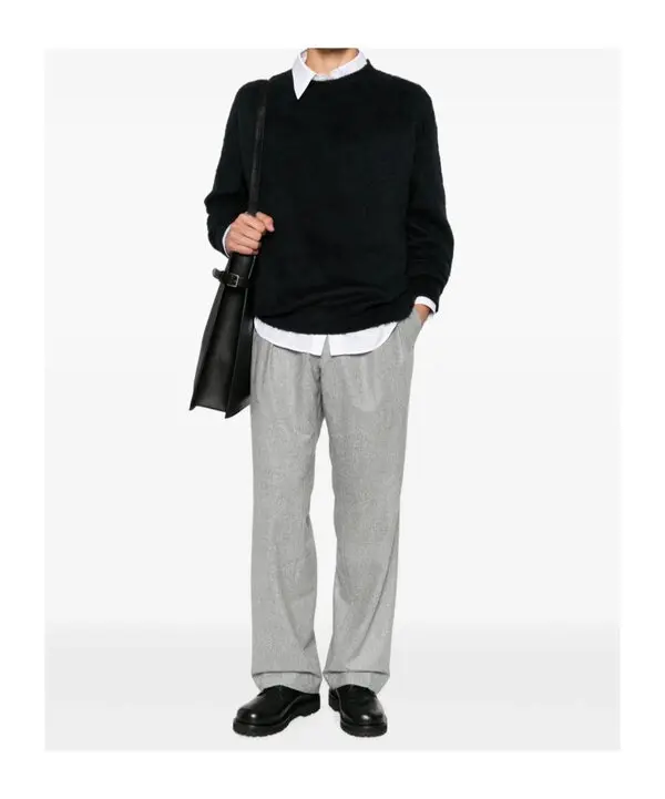 ROBERTO COLLINA Oversized Crew Neck Knit Sweater - Nero