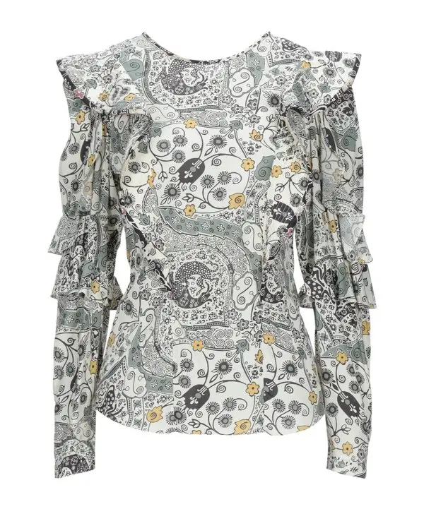 Isabel Marant Étoile Floral Long-sleeved Pleated Top