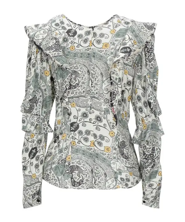 Isabel Marant Étoile Floral Long-sleeved Pleated Top
