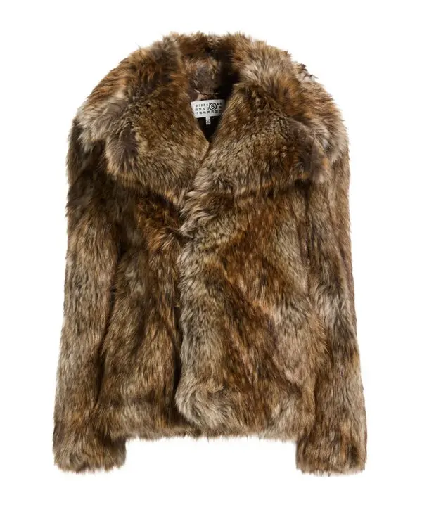 MAISON MARGIELA Solid-colored Teddy Coat - Light Brown