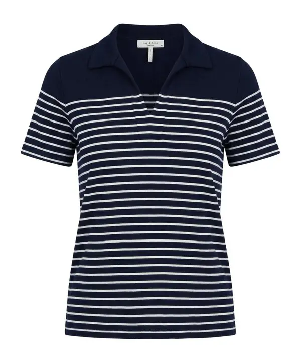 Rag & Bone Striped Knit Shortsleeve Top - Black