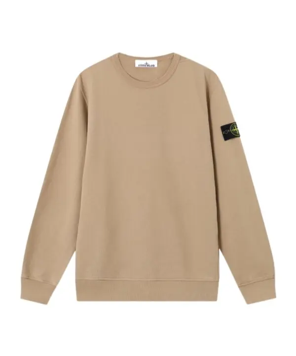 Stone Island Regular-fit Crewneck Sweatshirt With Ribbed Inserts - Biscuit