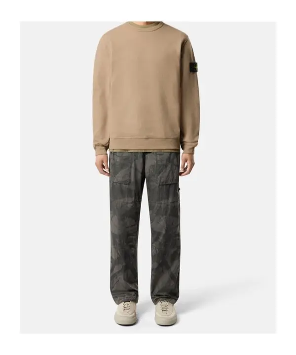 Stone Island Regular-fit Crewneck Sweatshirt With Ribbed Inserts - Biscuit