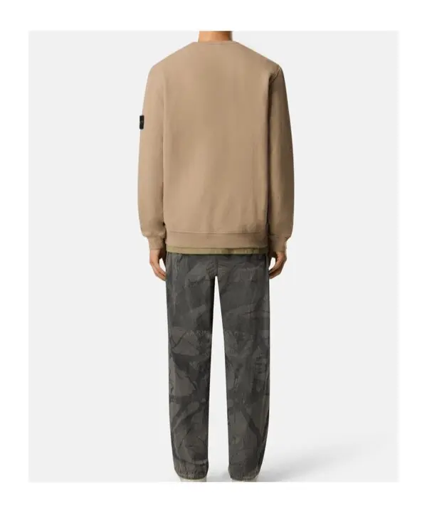 Stone Island Regular-fit Crewneck Sweatshirt With Ribbed Inserts - Biscuit
