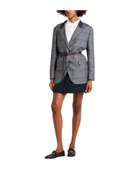 Brunello Cucinelli Plaid Longsleeve Blazer