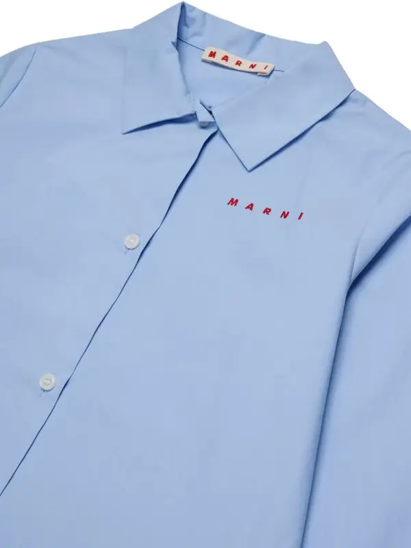 Marni Ruffled Logo-embroidered Shirt