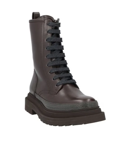 Brunello Cucinelli Minimalist Laceup Leather Boots