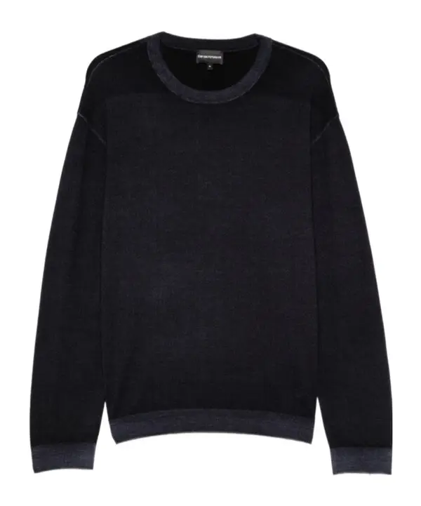 Emporio Armani Crew-neck Virgin-wool Sweater - Darknavy