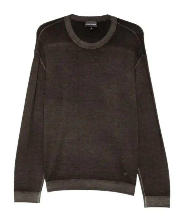 Emporio Armani Ribbed-trim Wool Sweater - Black