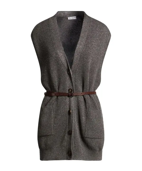 Brunello Cucinelli Solid-colored Metallic Knit Vest