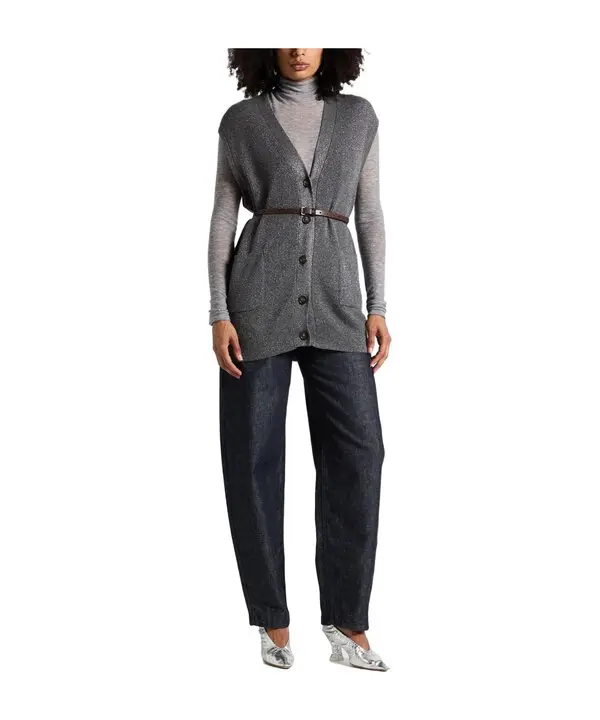 Brunello Cucinelli Solid-colored Metallic Knit Vest