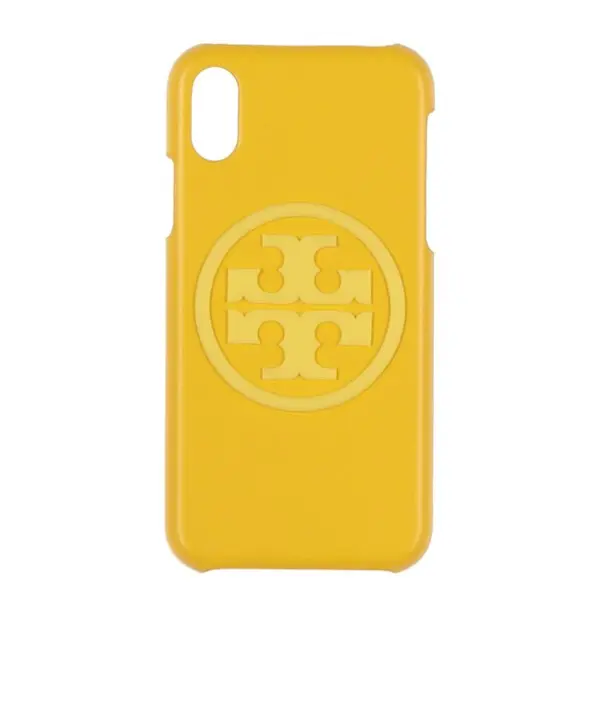 Tory Burch Solid-color Leather Phone Case - Yellow