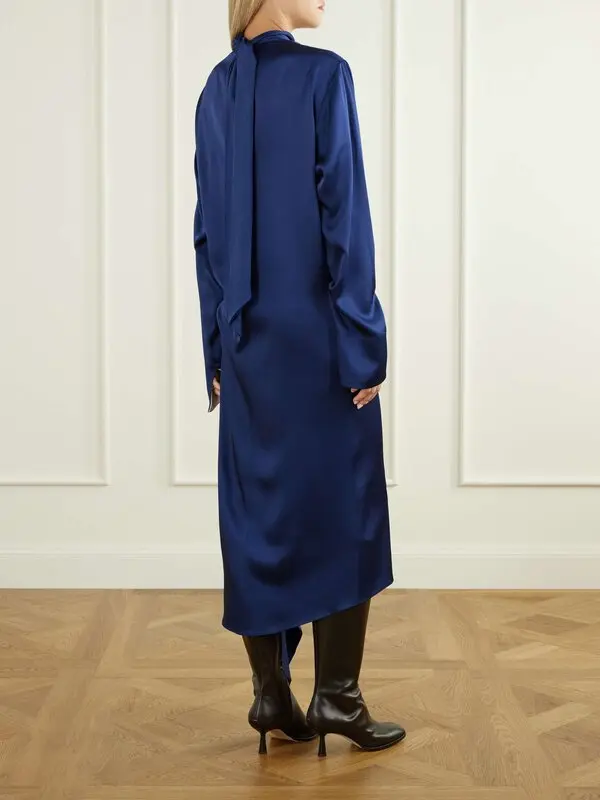 Stella McCartney Asymmetric Draped Satin Midi Dress