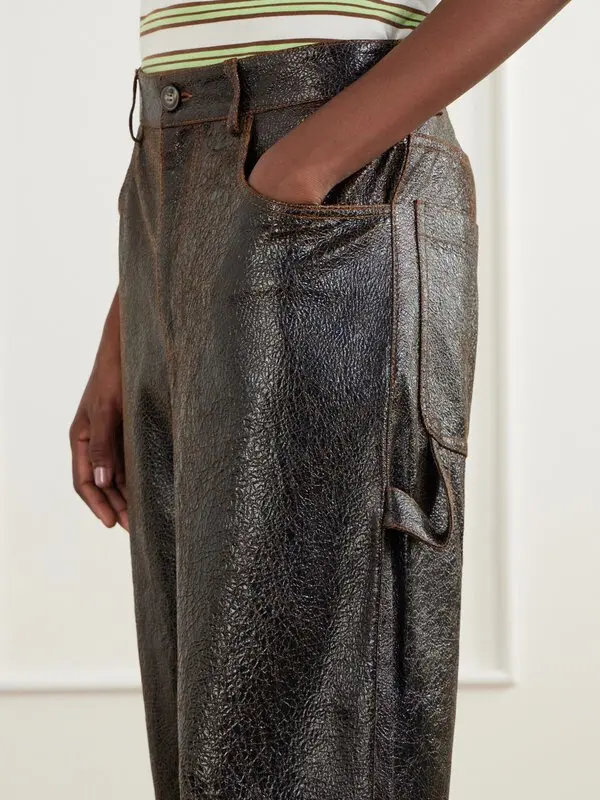SANDERLAK Leather Wide-leg Pants