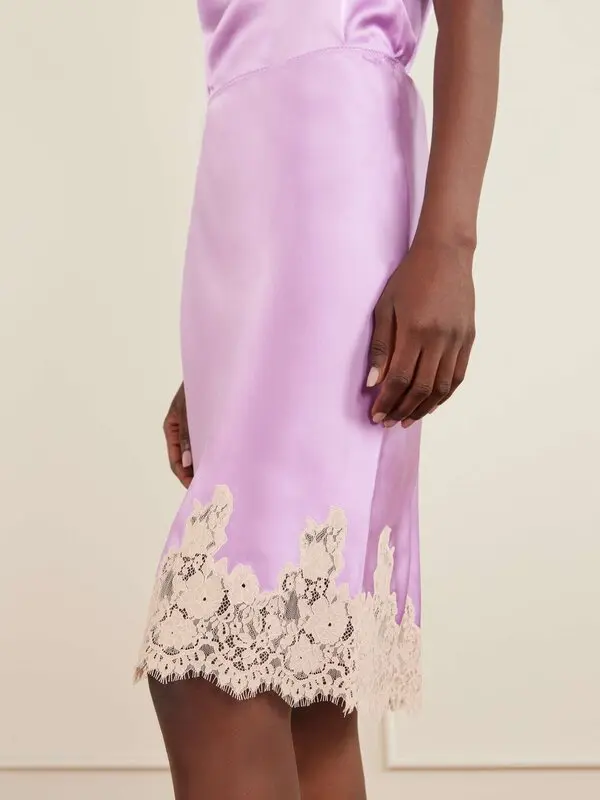 DÔEN Elowette Lace-trimmed Silk Midi Skirt
