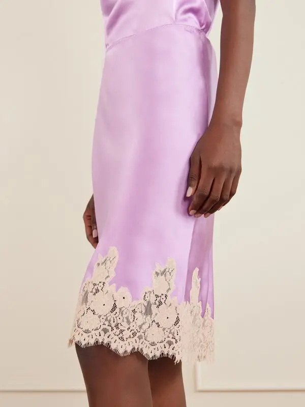 DÔEN Elowette Lace-trimmed Silk Midi Skirt