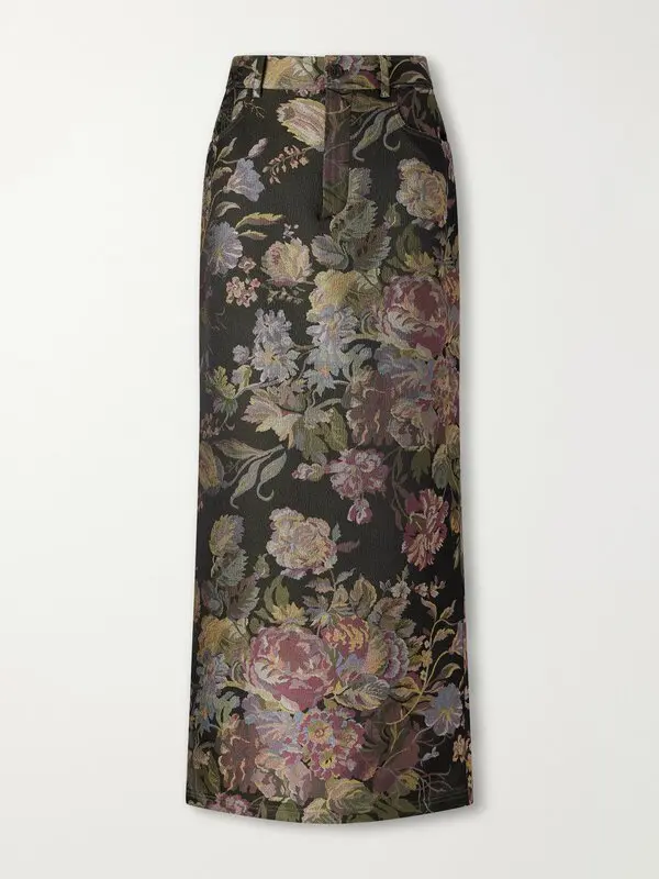 Ralph Lauren Fontaine Floral-print Silk-jacquard Maxi Skirt - Multi