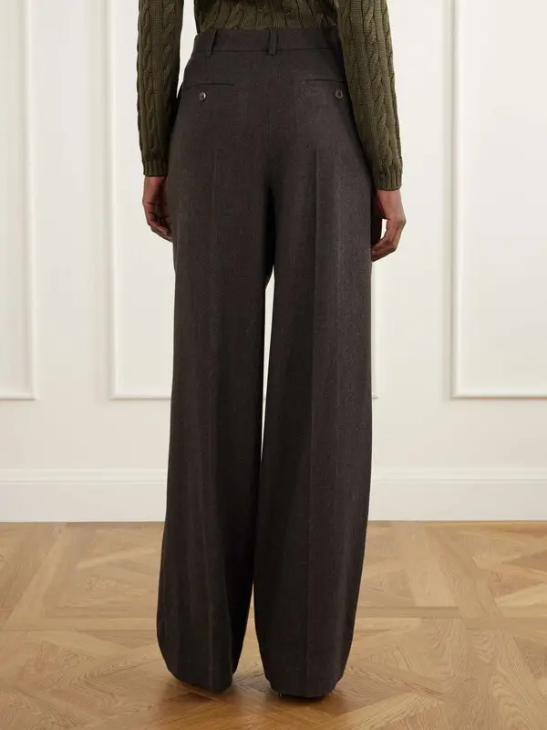 Ralph Lauren Clarice Pleated Wool Wide-leg Pants