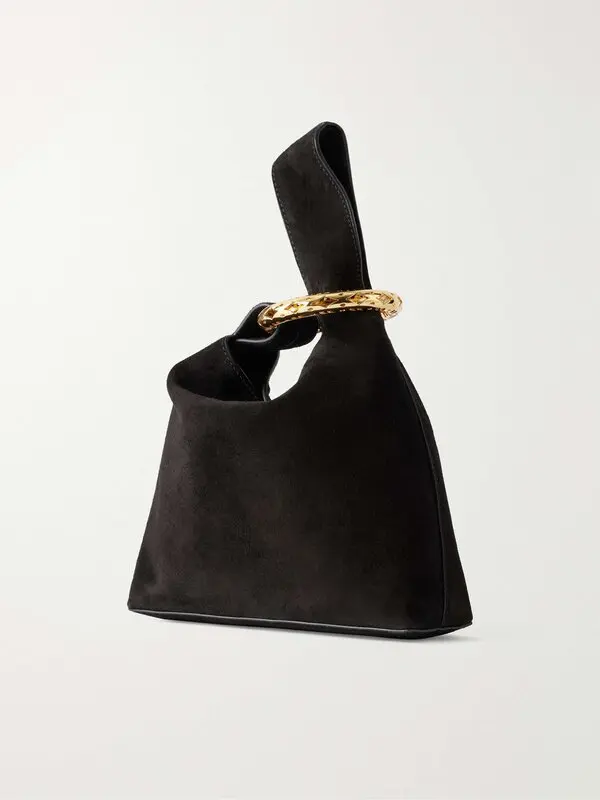 Veronica Beard Swing Embellished Suede Clutch