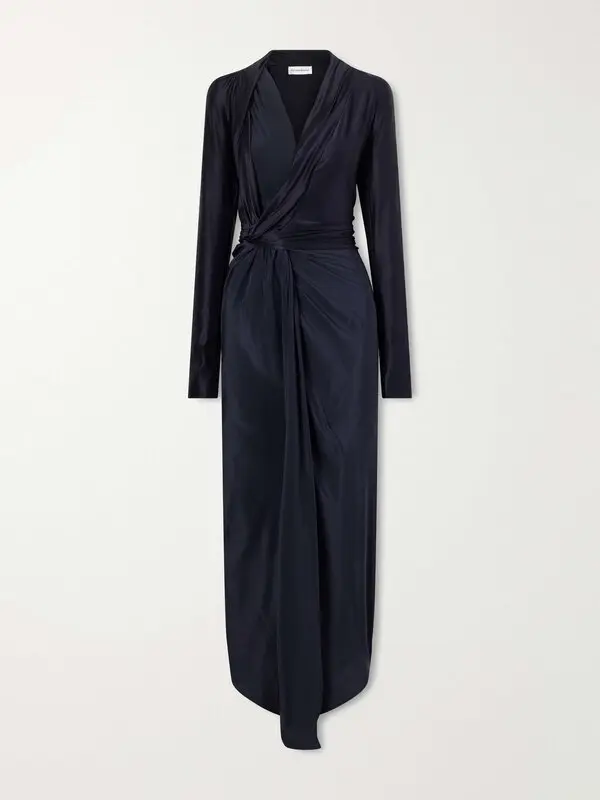 Victoria Beckham Lea Gathered Jersey Midi Dress - Navy