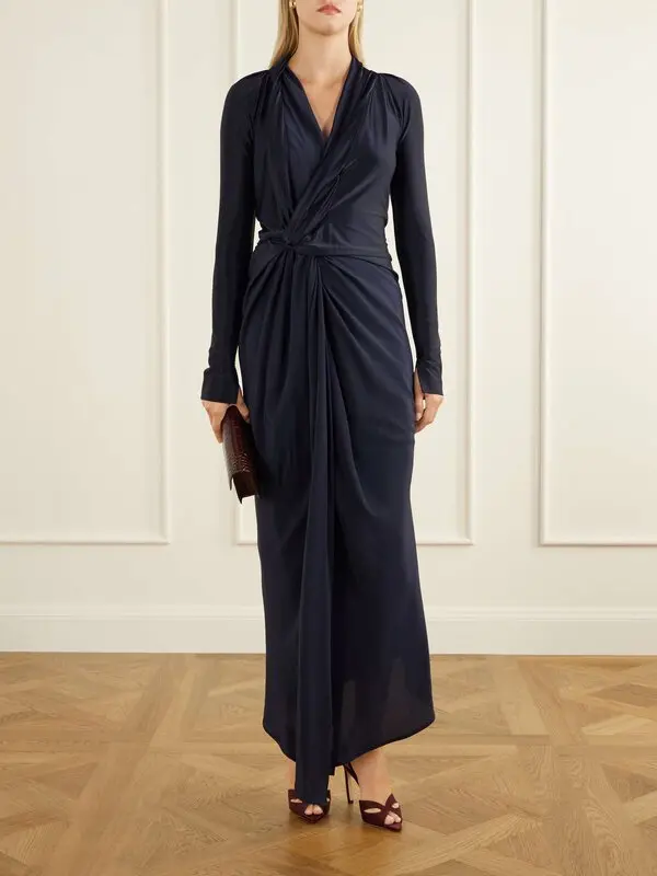 Victoria Beckham Lea Gathered Jersey Midi Dress