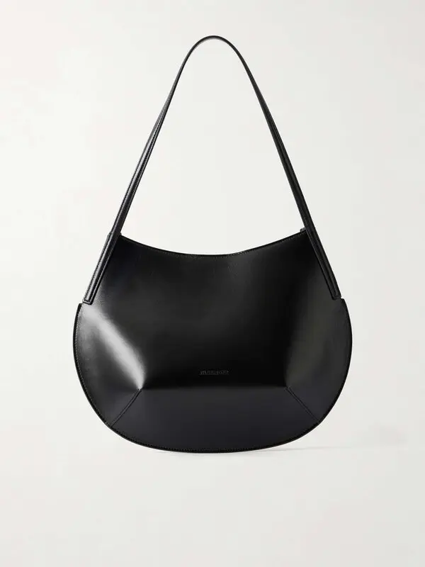 JIL SANDER Kante Leather Shoulder Bag - Black