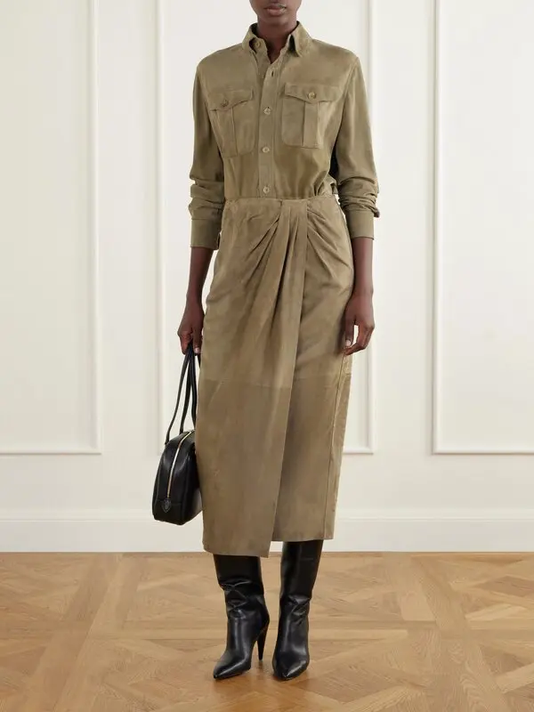 Ralph Lauren Teegan Suede Midi Skirt