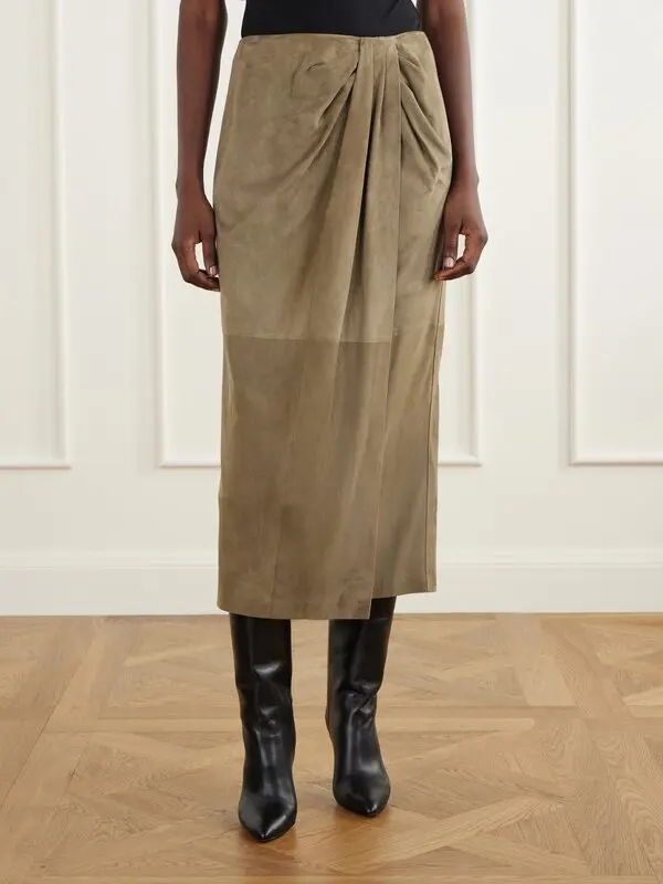 Ralph Lauren Teegan Suede Midi Skirt
