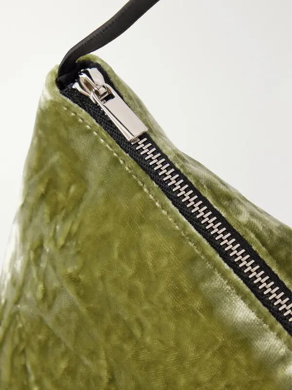 VALESQUE Leather-trimmed Crushed-velvet Shoulder Bag
