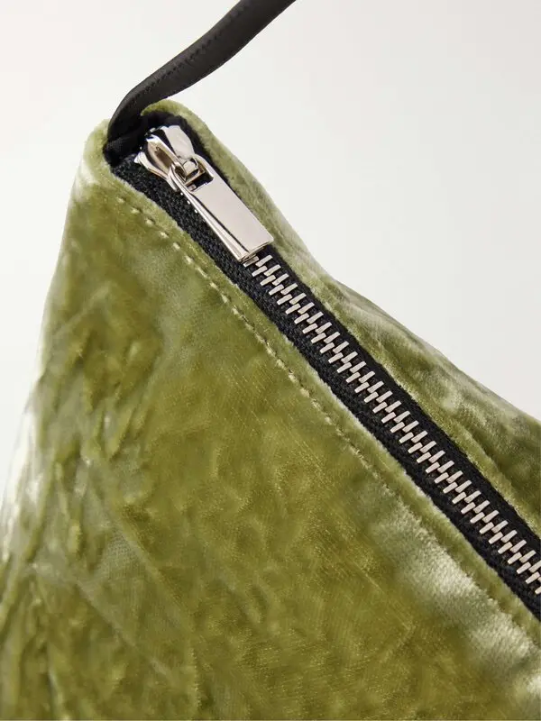 VALESQUE Corset Leather-trimmed Crushed-velvet Shoulder Bag