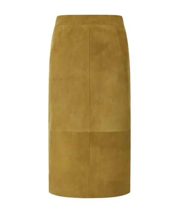 Altuzarra Hank Paneled Suede Knee-length Skirt - Tan