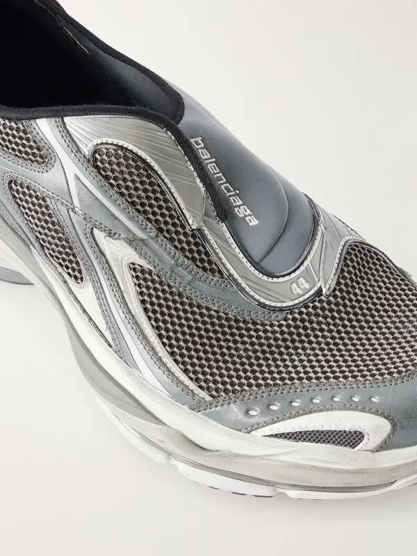 Balenciaga D'orsay Rubber-trimmed Mesh Sneakers - Gray