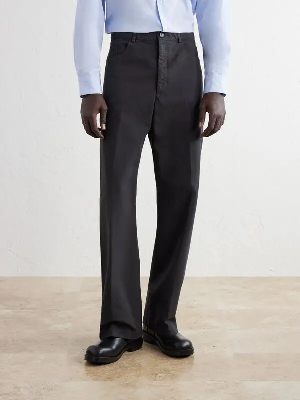 Dries Van Noten Straight-leg Cotton Trousers - Gray