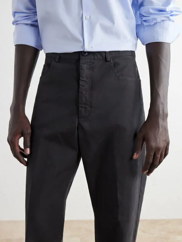 Dries Van Noten Straight-leg Cotton Trousers - Gray