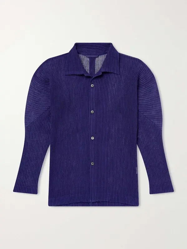 Issey Miyake Rustic Mesh Pleated Shirt - Purple