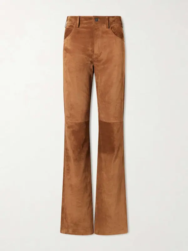 NILI LOTAN Joan Suede Straight-leg Pants