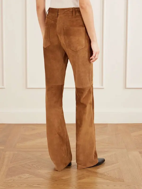 NILI LOTAN Joan Suede Straight-leg Pants