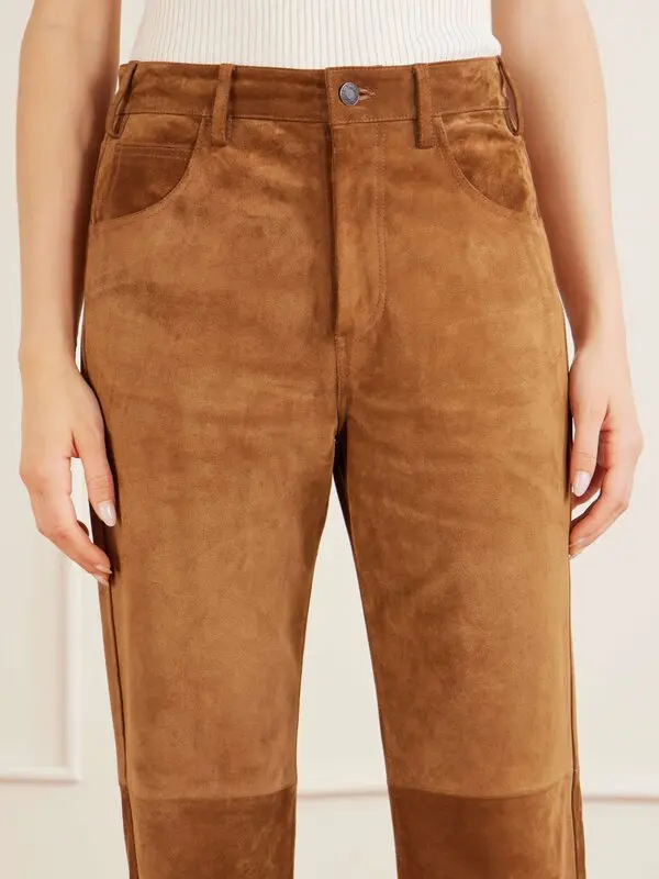 NILI LOTAN Joan Suede Straight-leg Pants