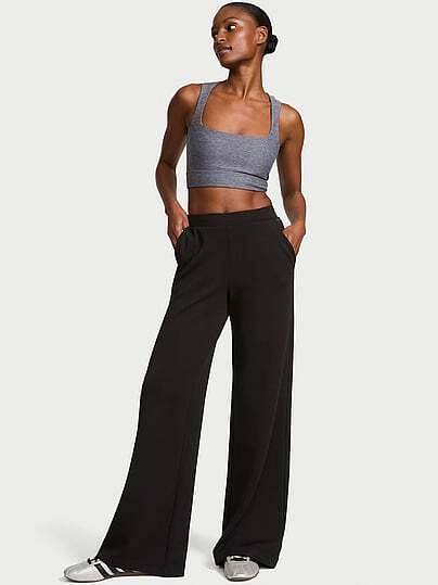 Victoria's Secret Featherweight Knit Wide-leg Pant - Black