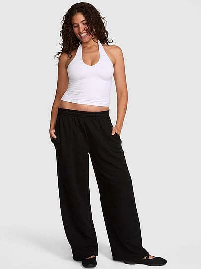 Pink Campus Fleece™ Adjustable-cinch Sweatpants - Black