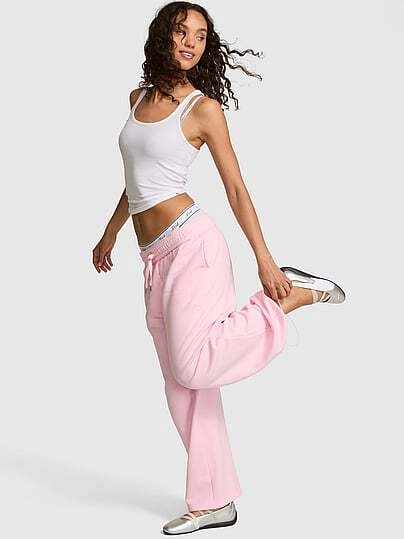 Pink Campus Fleece Adjustable-cinch Sweatpants - Pink