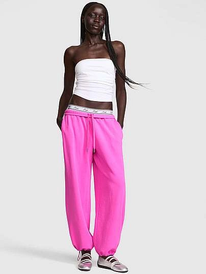Pink Campus Fleece Adjustable-cinch Sweatpants - Pink