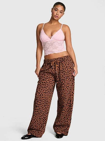 Pink Campus Fleece Adjustable-cinch Sweatpants - Print