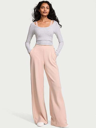 Victoria's Secret Featherweight Knit Wide-leg Pant - Pink