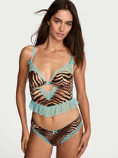 Victoria's Secret Tease Satin Lace-trim Bra Top - Print