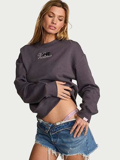 Victoria's Secret Angel Essentials Iconic Fleece Bridal Crewneck Sweatshirt - Grey