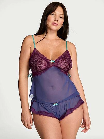 Victoria's Secret Tease Chiffon Lace-trim Cami Set